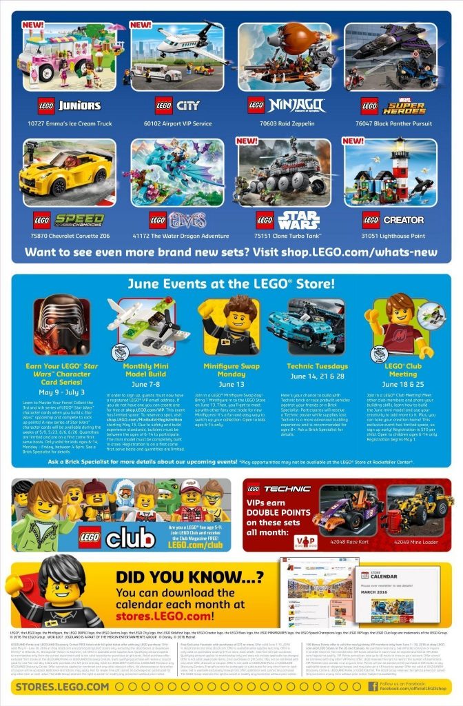 June 2016 LEGO Store Calendar - Brick Brains