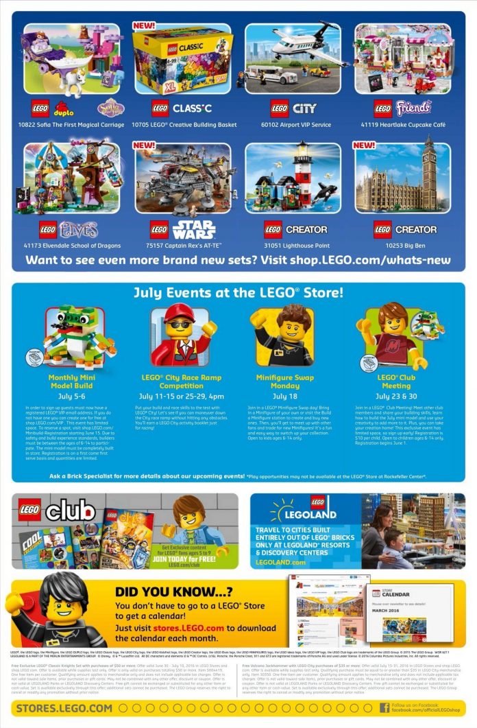 July LEGO Store Calendar Details - Brick Brains