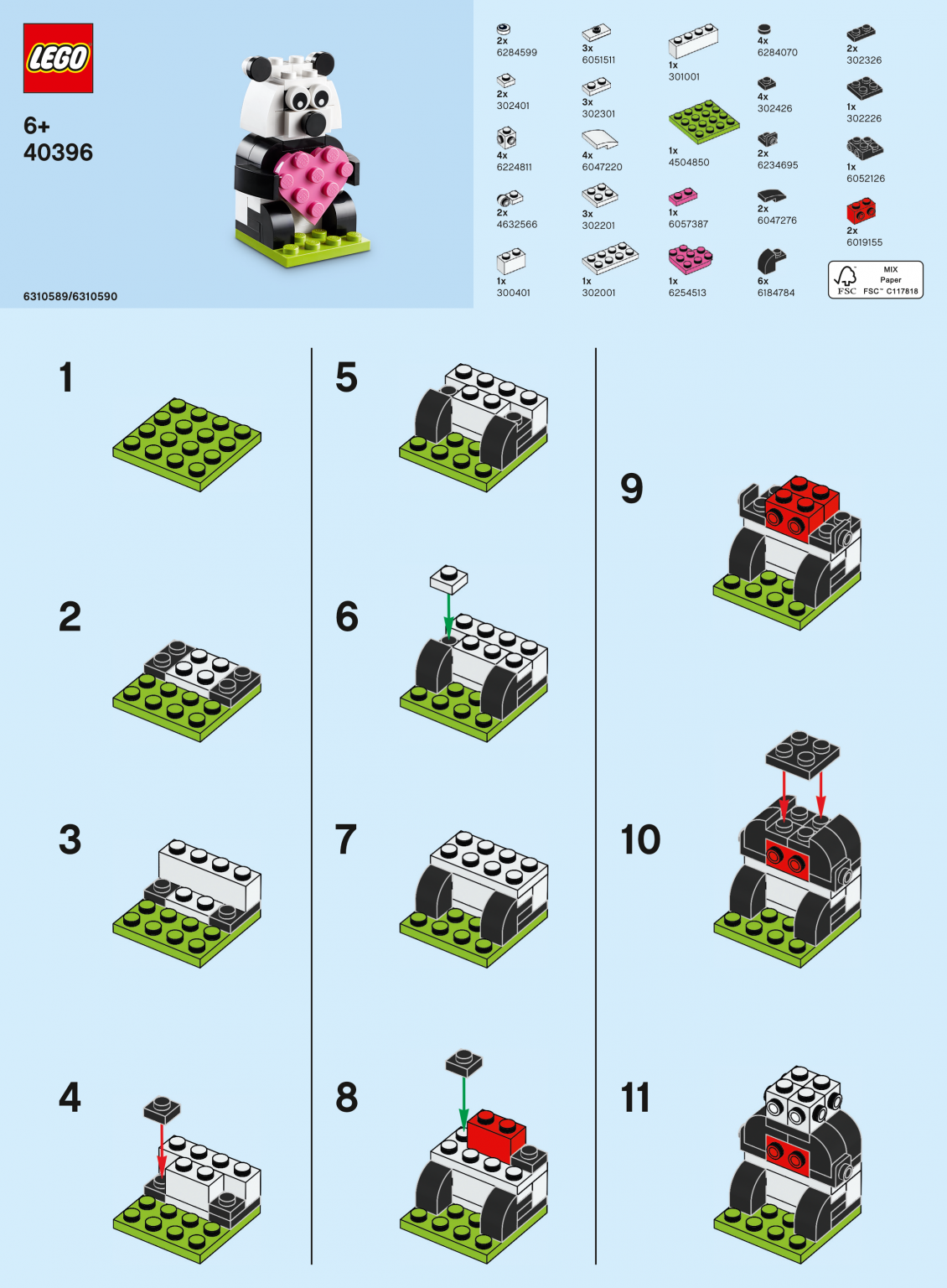 February 2020 Mini Build - Panda with love - Brick Brains